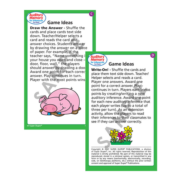 Auditory Memory for Inferences Fun Deck – PlayingandLearning.co.za