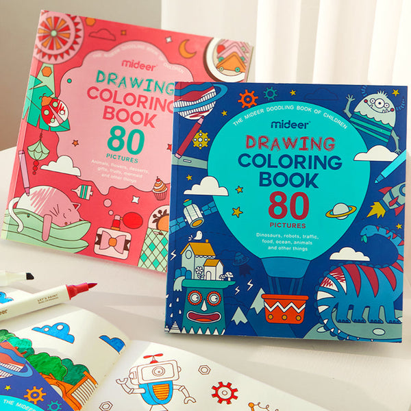 Drawing Colouring Book: Blue Adventures 80 Pictures ...